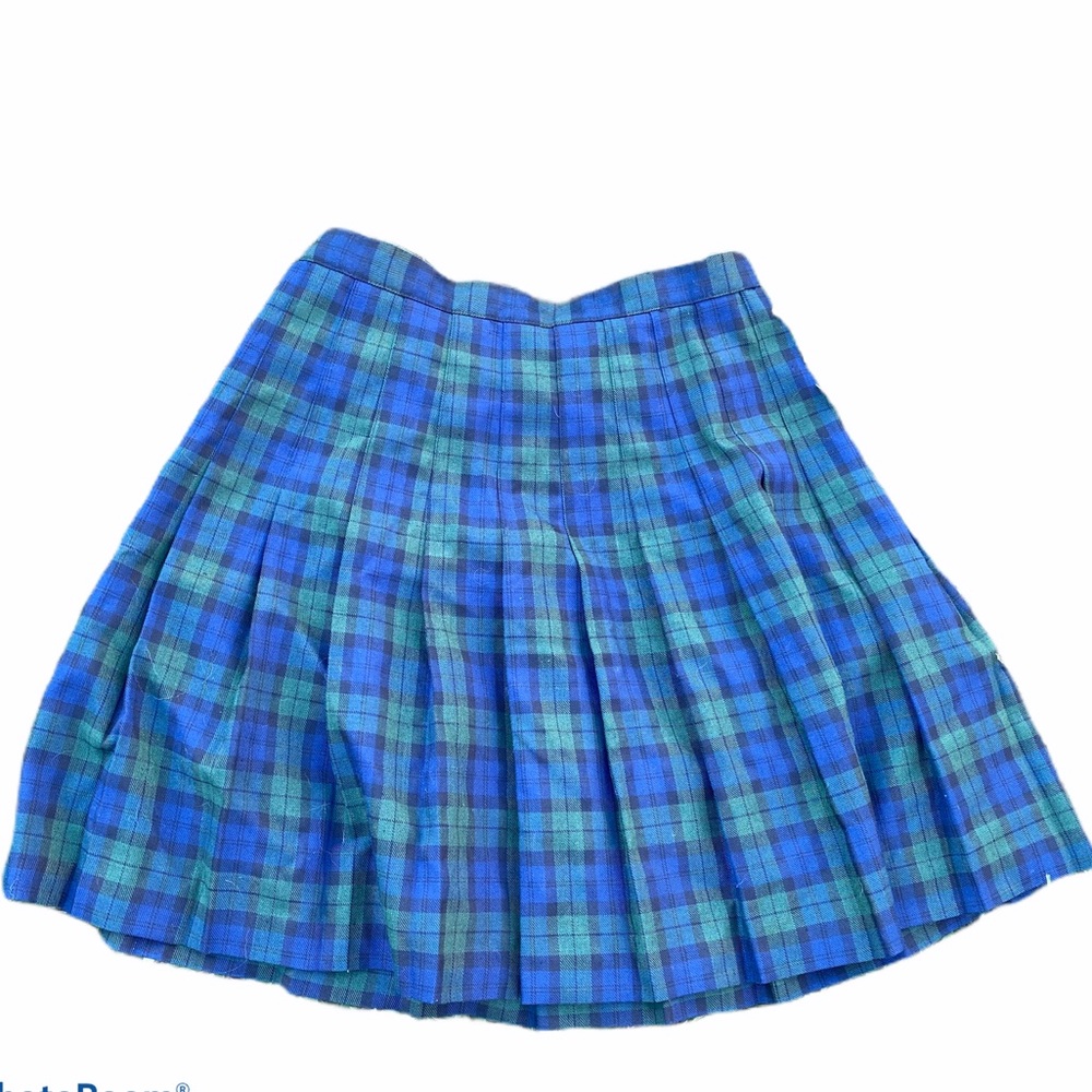 Vintage Green Blue Plaid Skirt - Gem